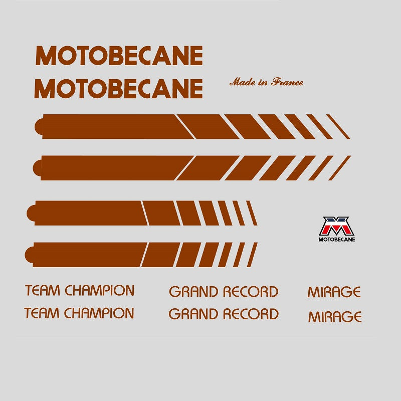 Motobecane Bicycle Decals / Stickers - Brown
