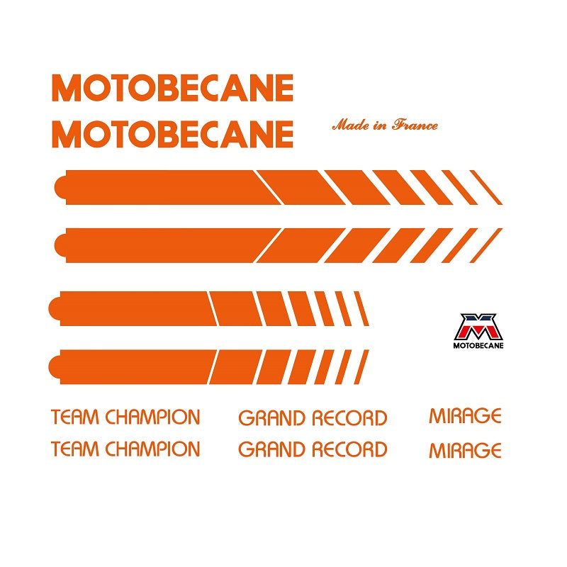 Motobecane Bicycle Decals / Stickers - Orange