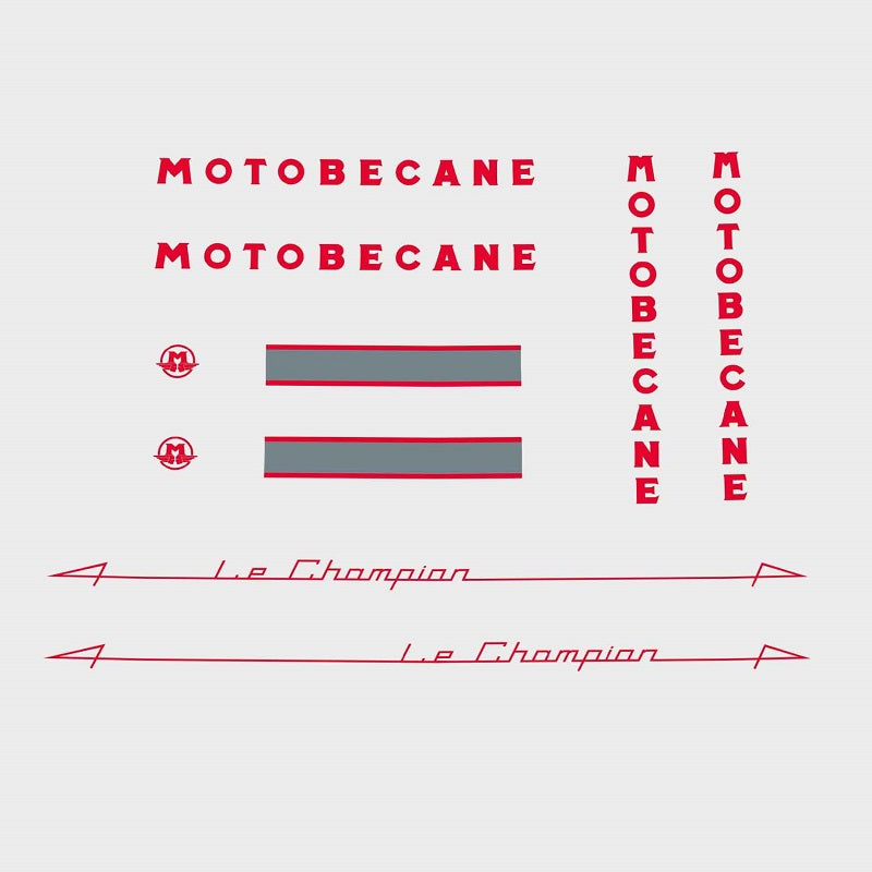 Motobecane Le Champion Bicycle Decals / Stickers - Red